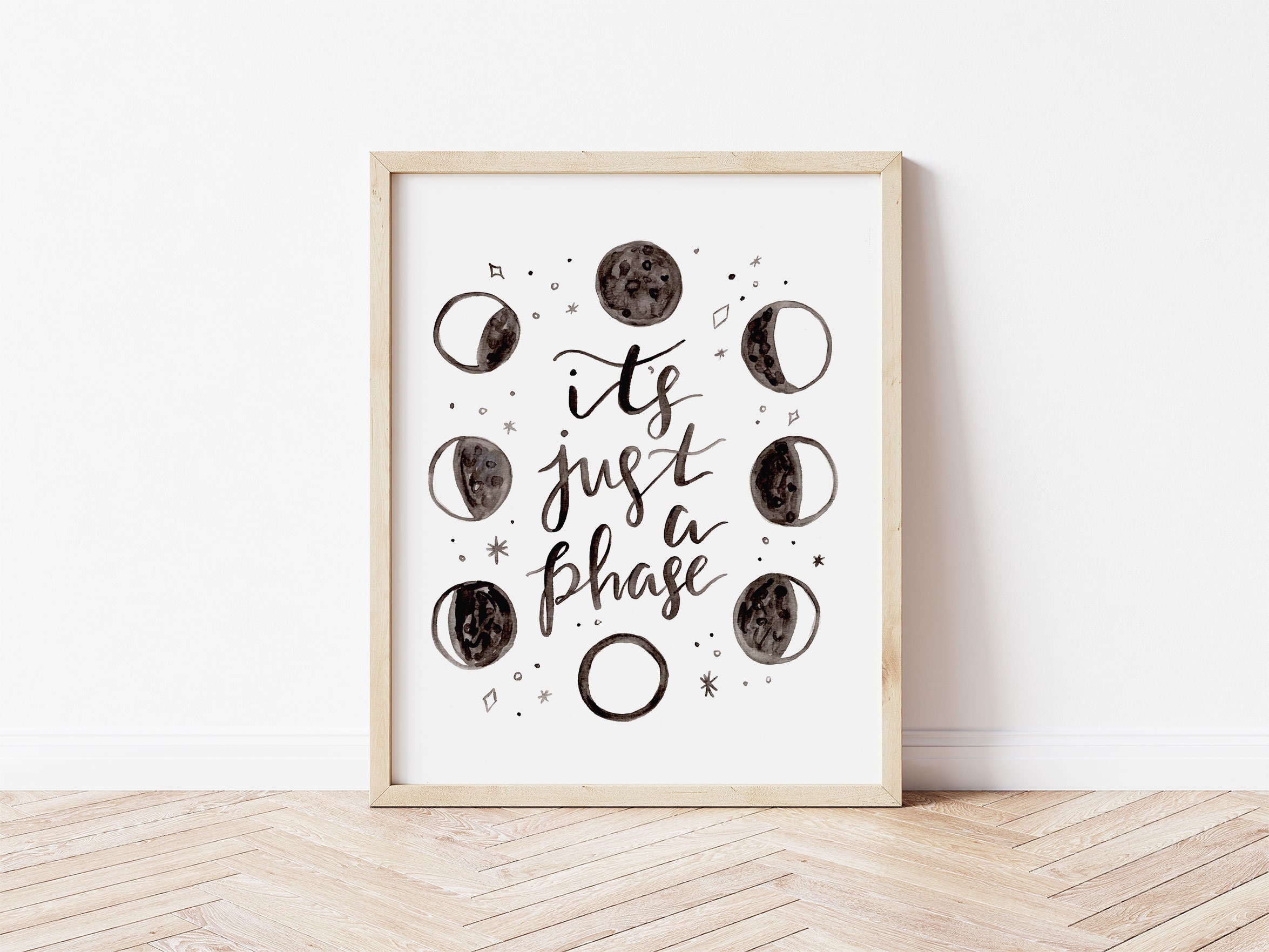 Moon phases print celestial art moon wall art moon print | Etsy