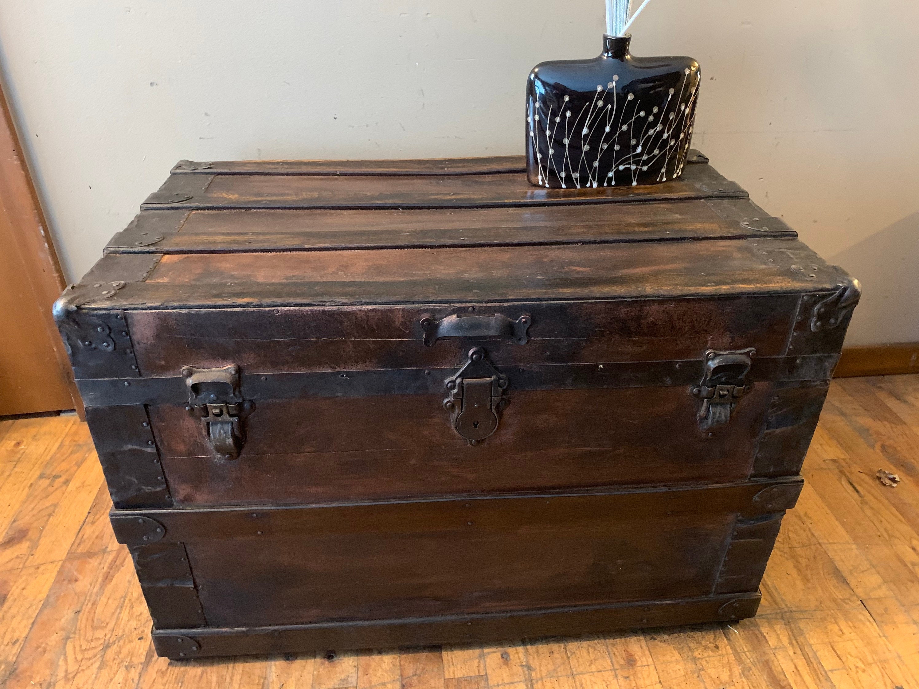 Steamer Trunk Flat Top Large Coffee Table - Etsy