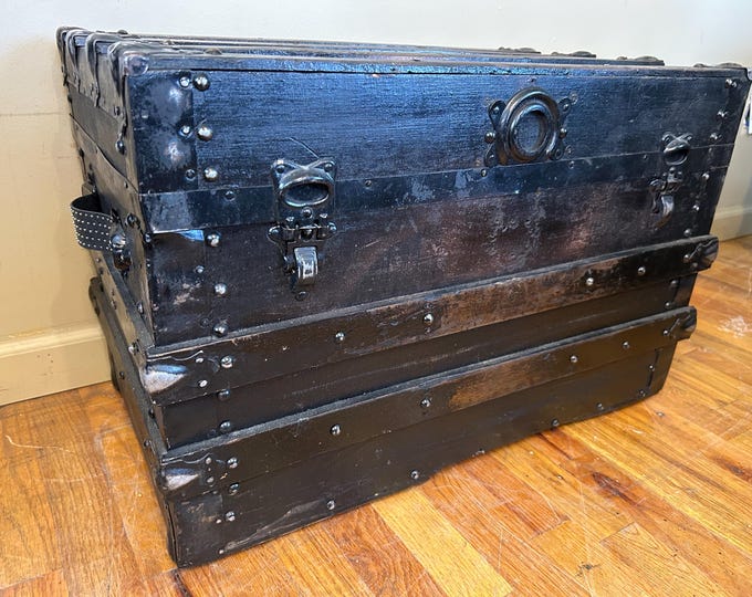 Vintage Trunk Small Steamer Trunk, Trunk Coffee Table, Antique Trunk ...
