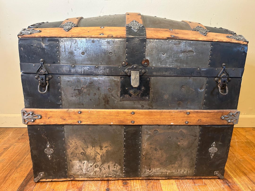 Antique Trunk, Treasure Chest, Storage Chest, Storage Trunk, Steamer ...