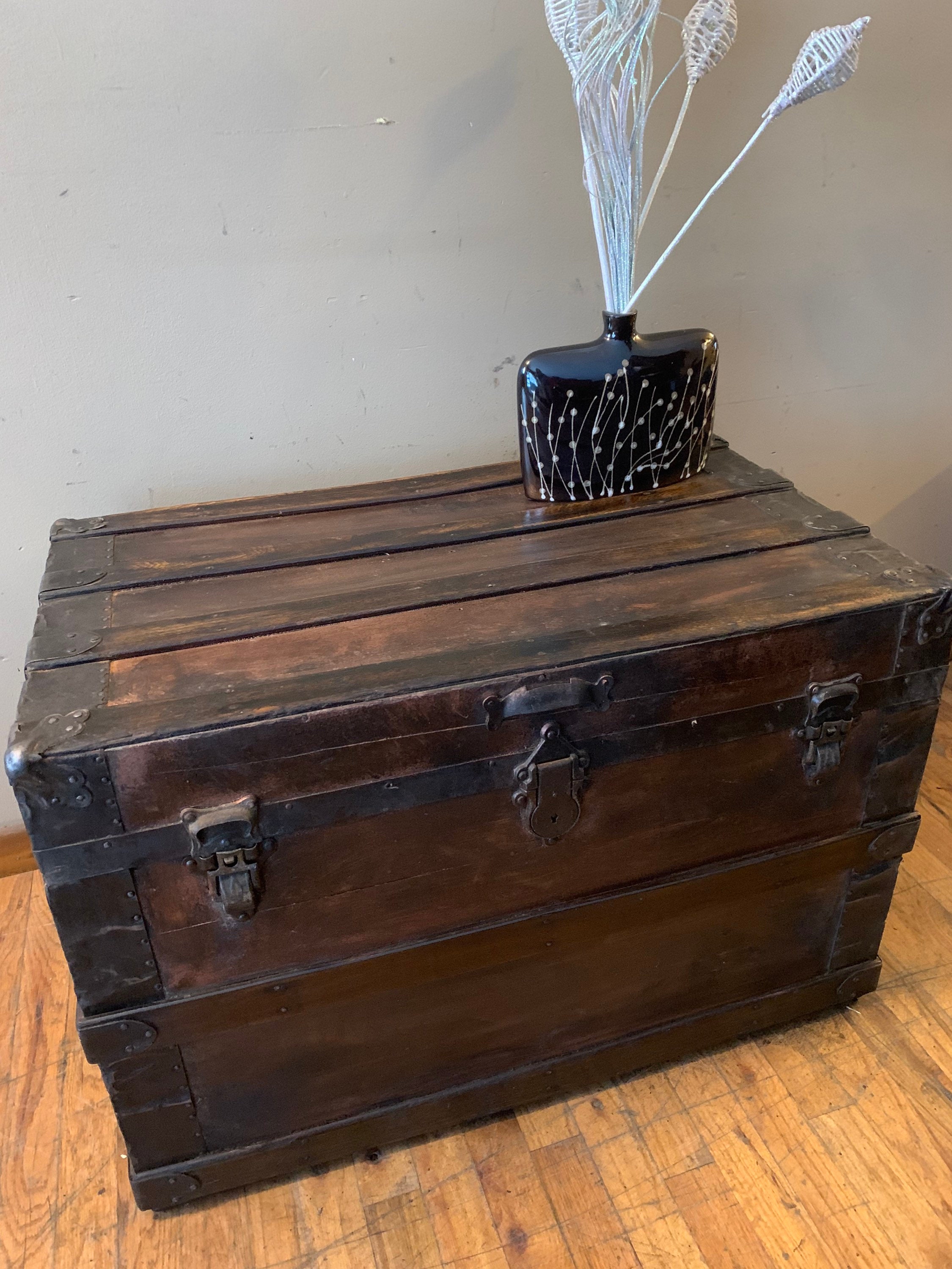 Steamer Trunk Flat Top Large Coffee Table - Etsy