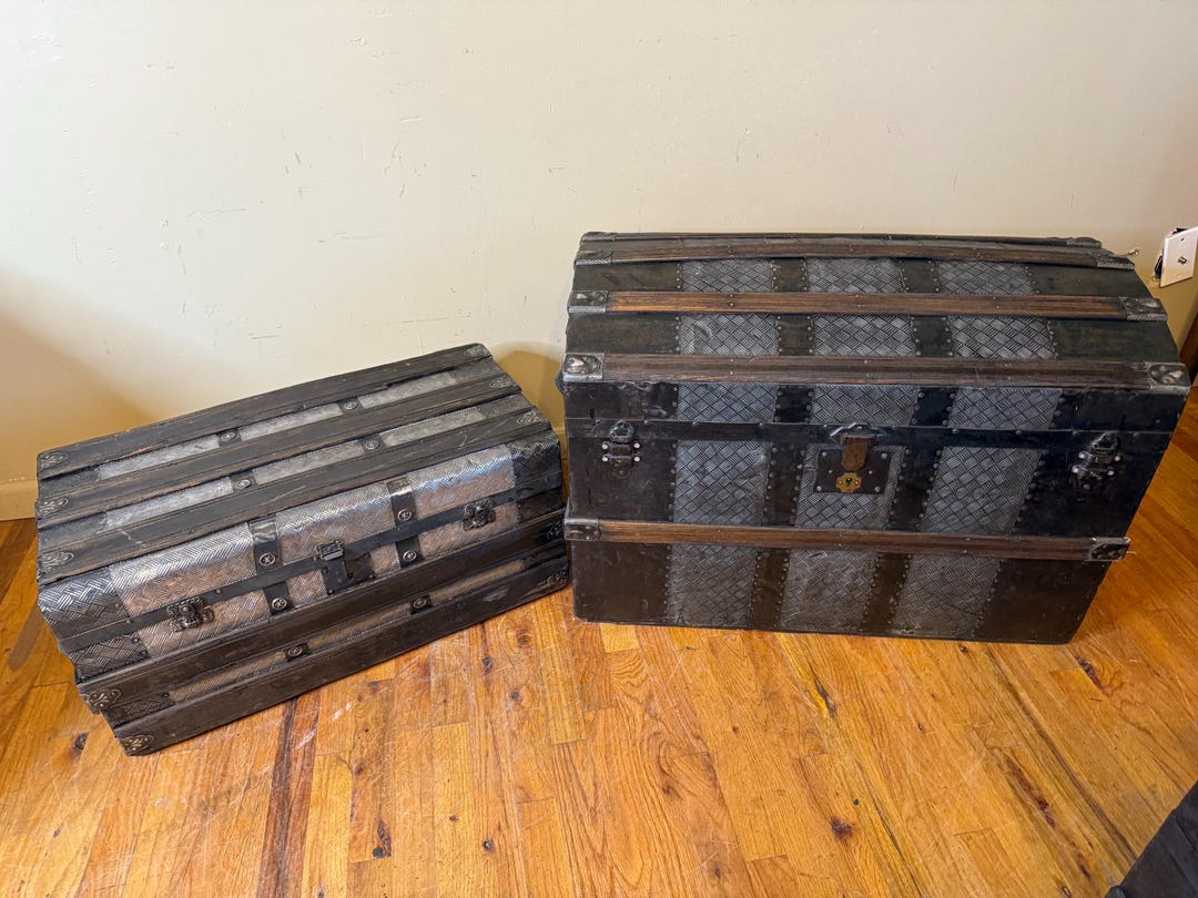 Antique Trunk, Pair, 2 ,steamer Trunks, Vintage Chest Trunks, Pair ...