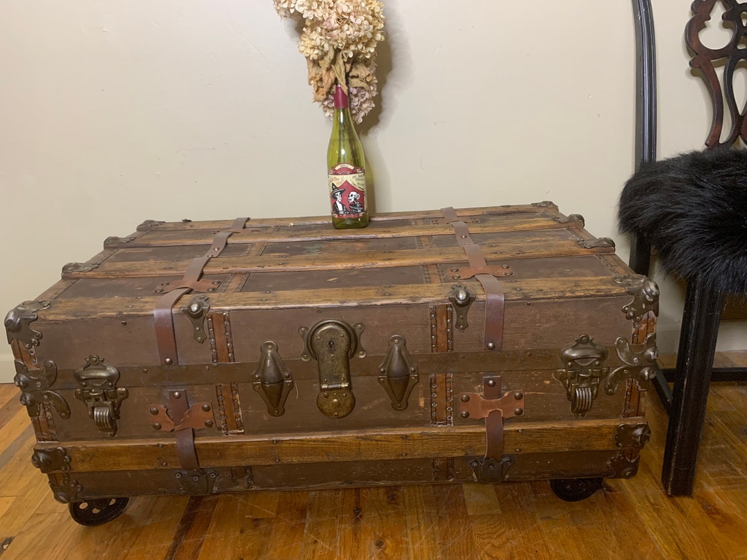 Antique Steamer Trunk Coffee Table Vintage Trunk Chest - Etsy