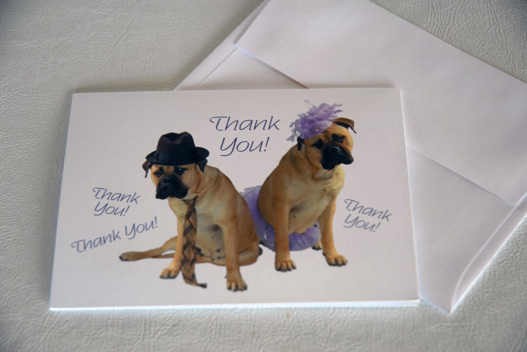 Thank You Cards, Bull Mastiff Couple, Thank You Cards 24 Pack - Etsy