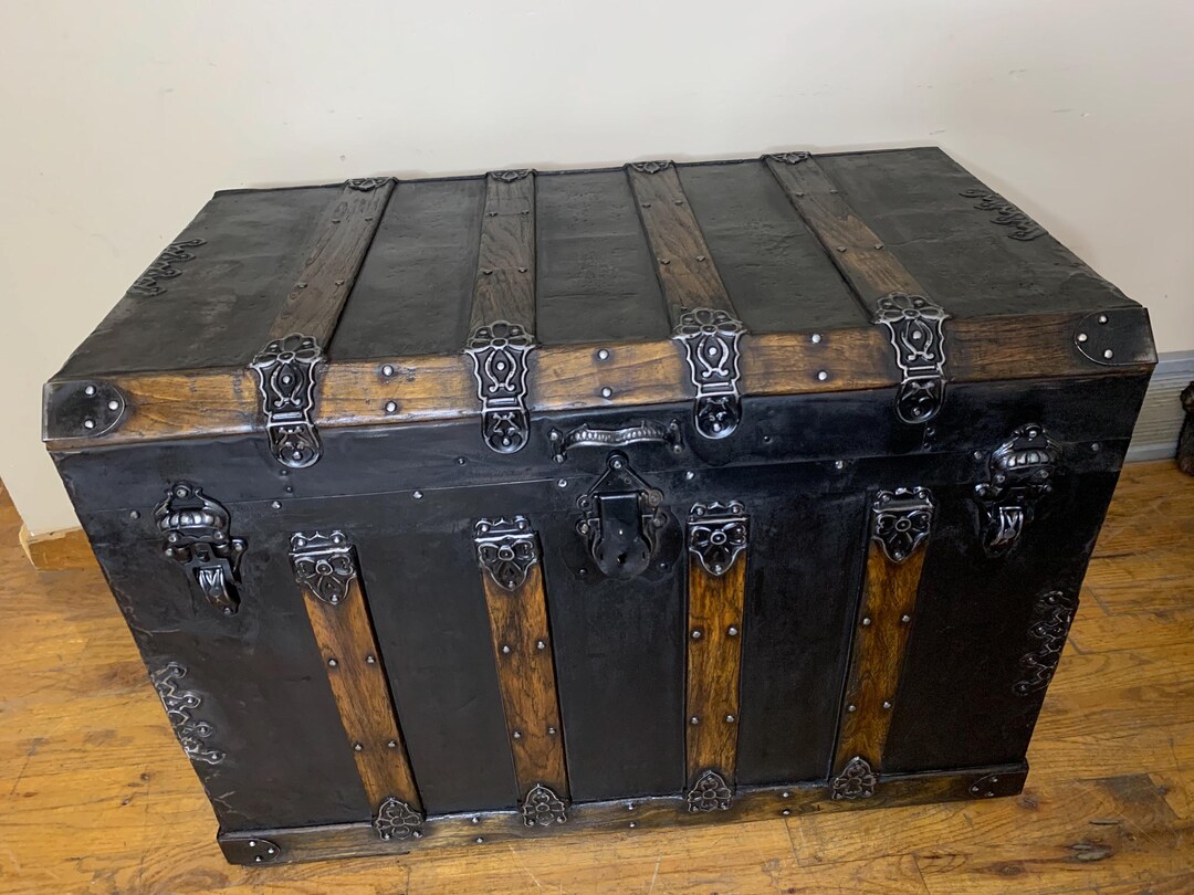 Steamer Trunk, Antique Chest Trunk, Treasure Chest, Storage Chest ...