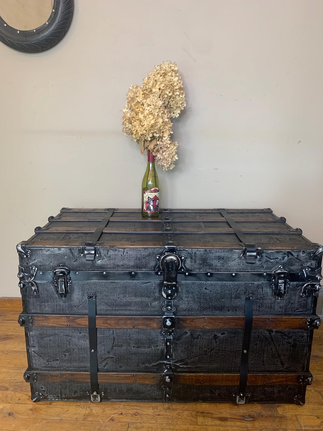 Steamer Trunk, HUGE Antique Chest, Antique Trunk, Large Trunk, Large ...
