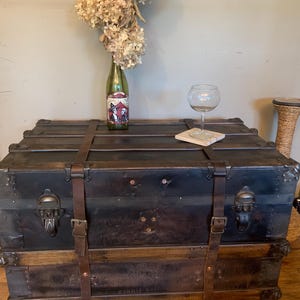Antique Steamer Trunk Vintage Trunk Antique Travel Chest Trunk Storage ...