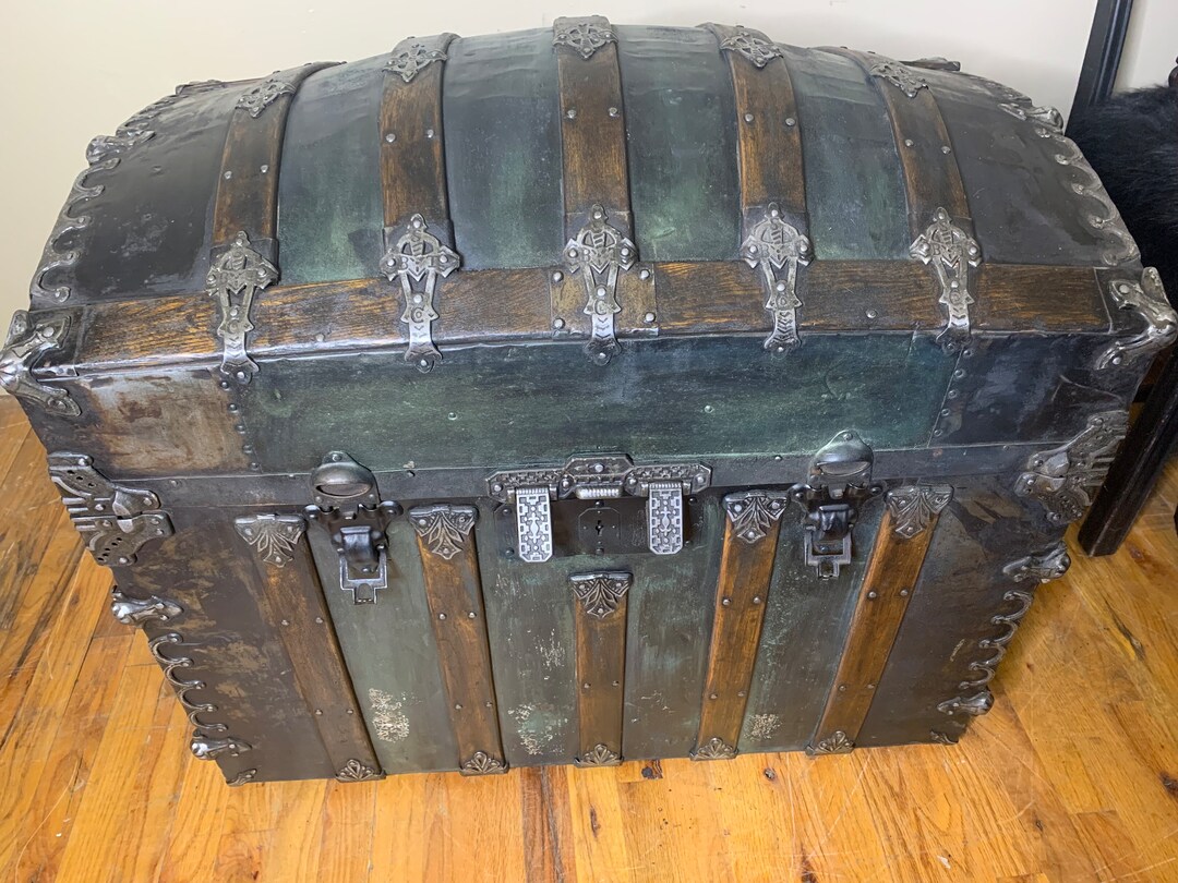 Steamer Trunk RARE 1800's Travel Trunk Antique Chest Antique Steamer ...
