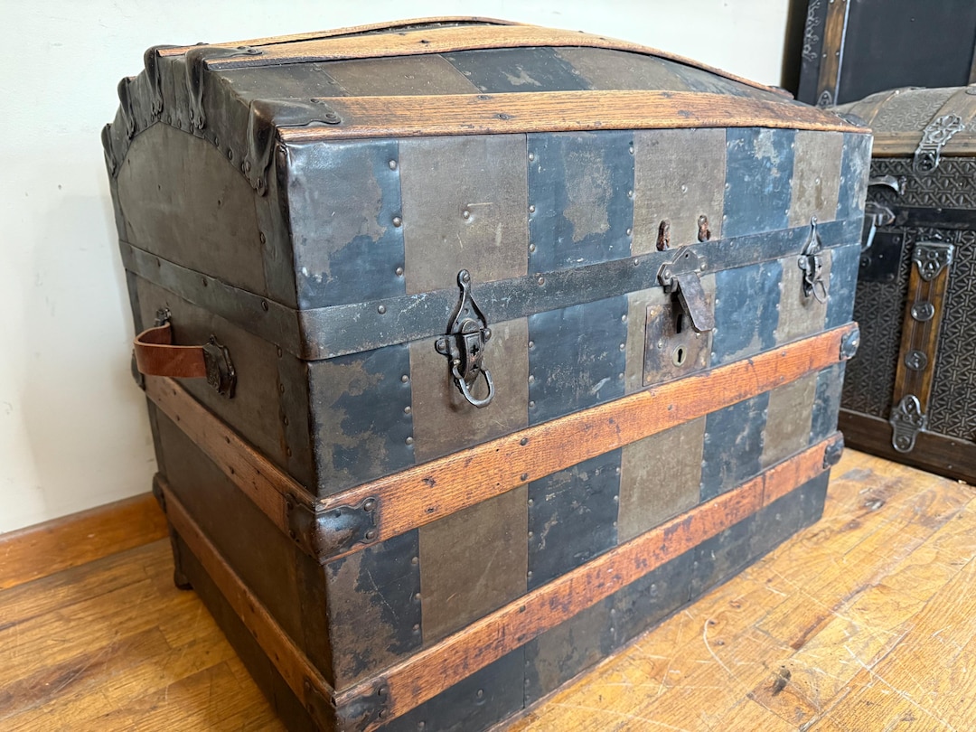 Antique Steamer Trunk, Antique Chest, Antique Trunk, Steamer Chest ...