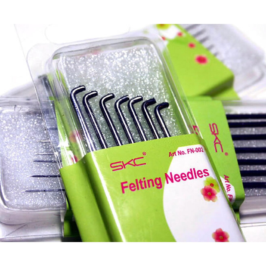Needle Felting Starter Set, 7 Fine Gauge 77mm Triangular Barbed Felting ...