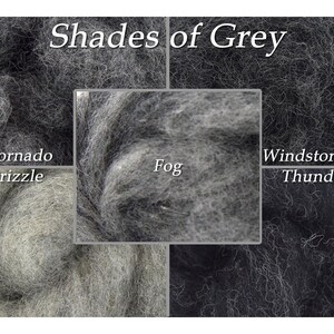 Fog - Shades of Grey - Corriedale Wool - Bulky Roving - Needle Felting ...