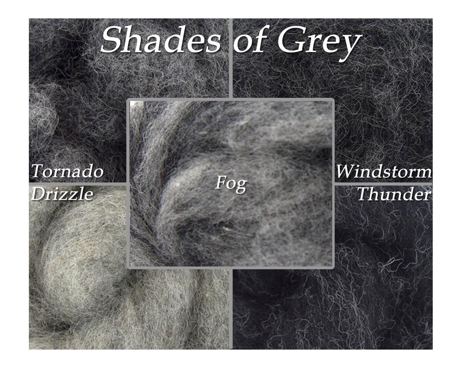 Fog - Shades of Grey - Corriedale Wool - Bulky Roving - Needle Felting ...