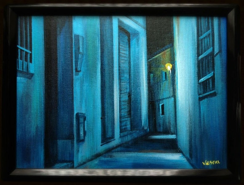 SOLD Blue Alley 9x12 Original Painting - Etsy