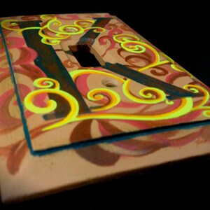 K - Custom, Hand Painted Decorative Letter, on a Wooden Light Switch ...