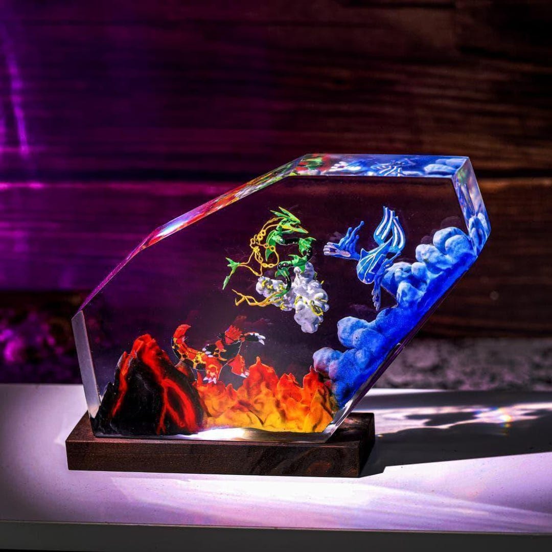 Super-antique Pokemon Battle Lamp, Legendary Creatures Resin Art Night ...