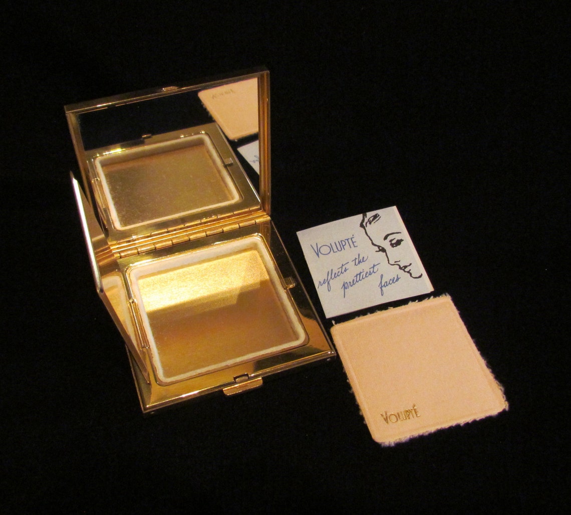Vintage 1950s Volupte Powder and Mirror Compact Art Nouveau Compact ...