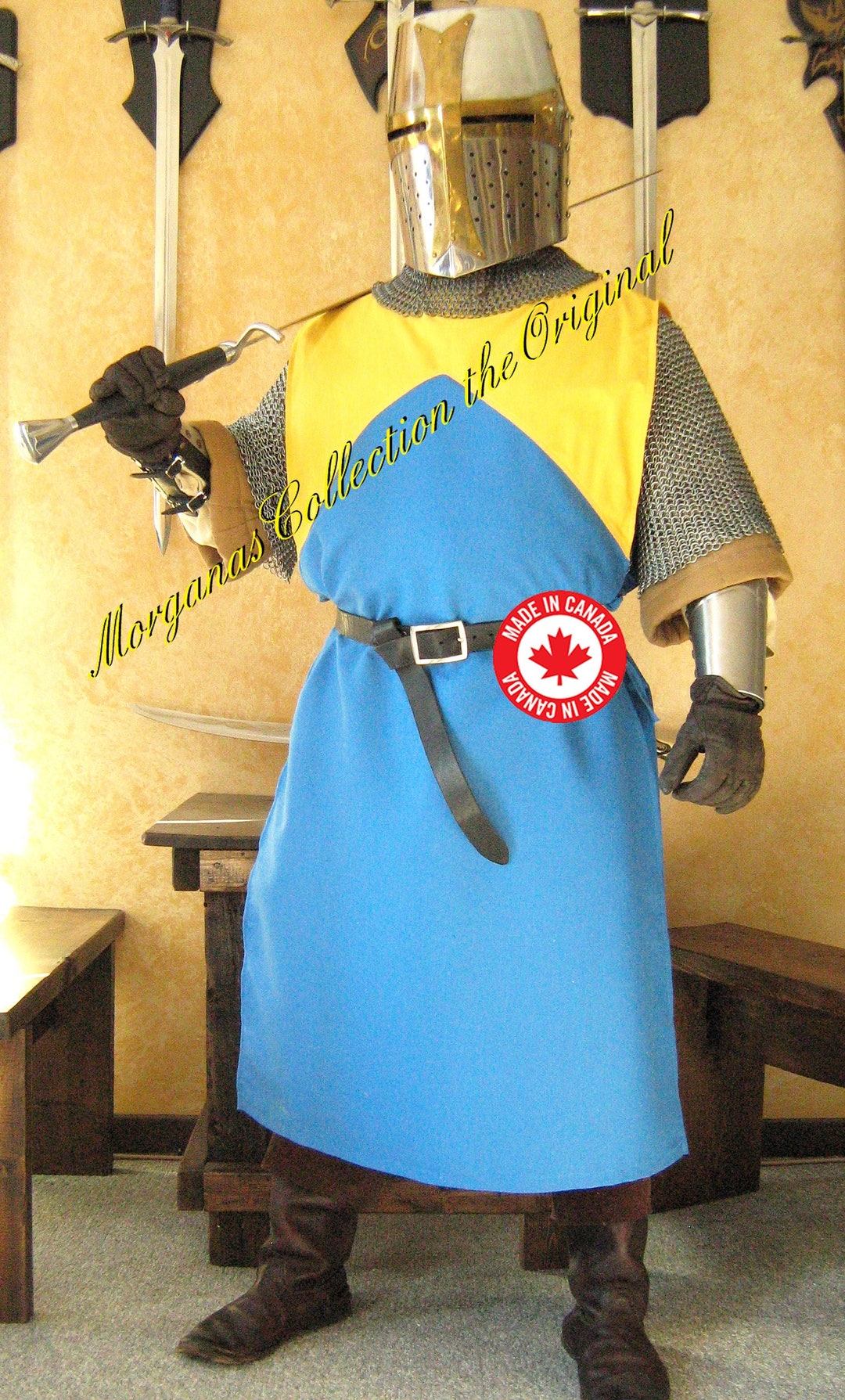 Medieval Norman Knight Heraldry SCA Long Surcoat Tunic Tabard Over ...
