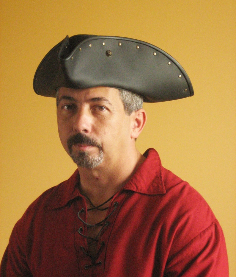 Pirate Hat Renaissance SCA LARP Tricorn Pirate Studded Leather - Etsy