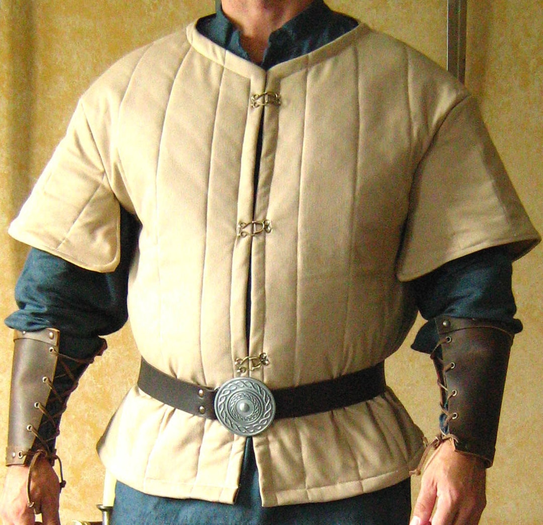 Medieval Celtic Viking Armor Padded Short Gambeson Short Sleeves Size ...