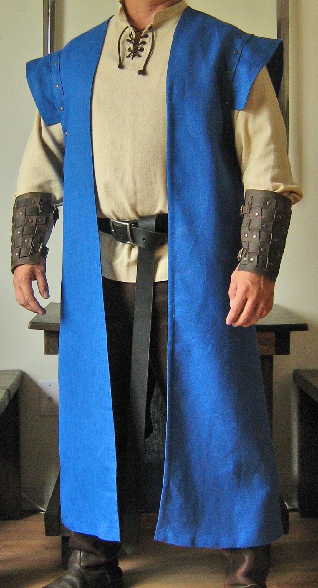 Medieval Celtic Lord King Sleeveless Mid-calf Coat Vest Jacket With ...