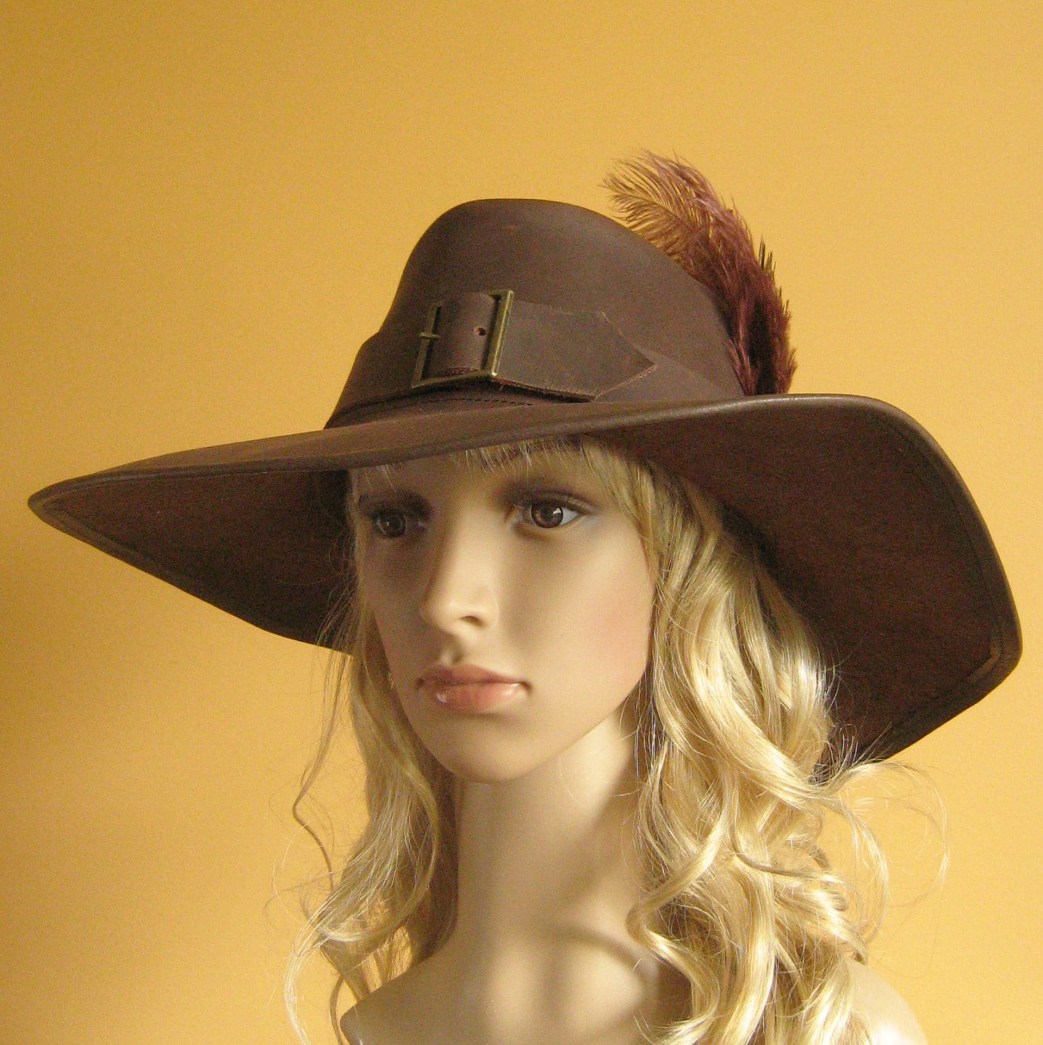 Medieval Celtic Renaissance SCA Larp Leather Musketeer Hat with Fleur ...