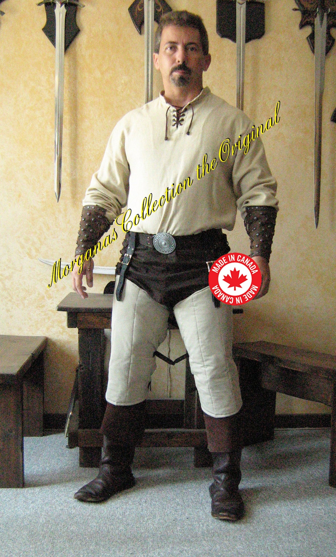 Medieval Gambeson Armor Leg Padded Protector Tan - Etsy