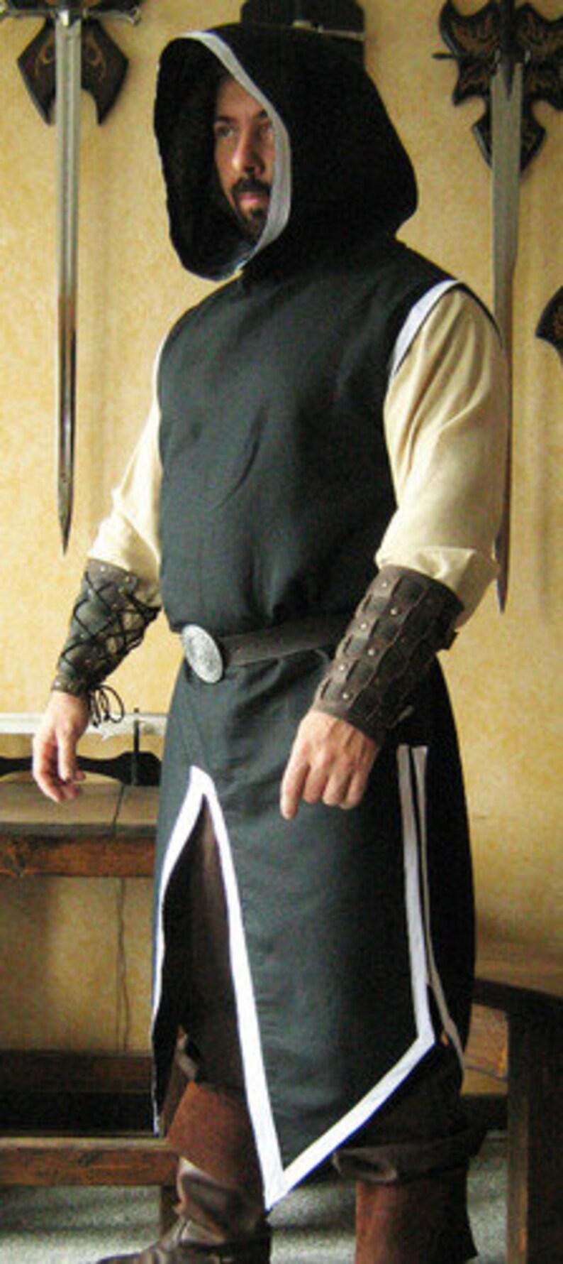 Medieval Celtic Viking Wizard Assassin Hooded Surcoat | Etsy