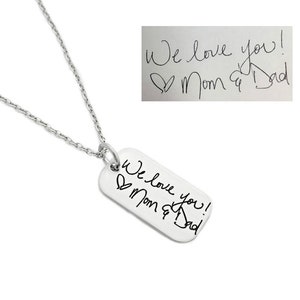 Personalized Handwriting Necklace - Rectangle Handwritten Note - Custom ...