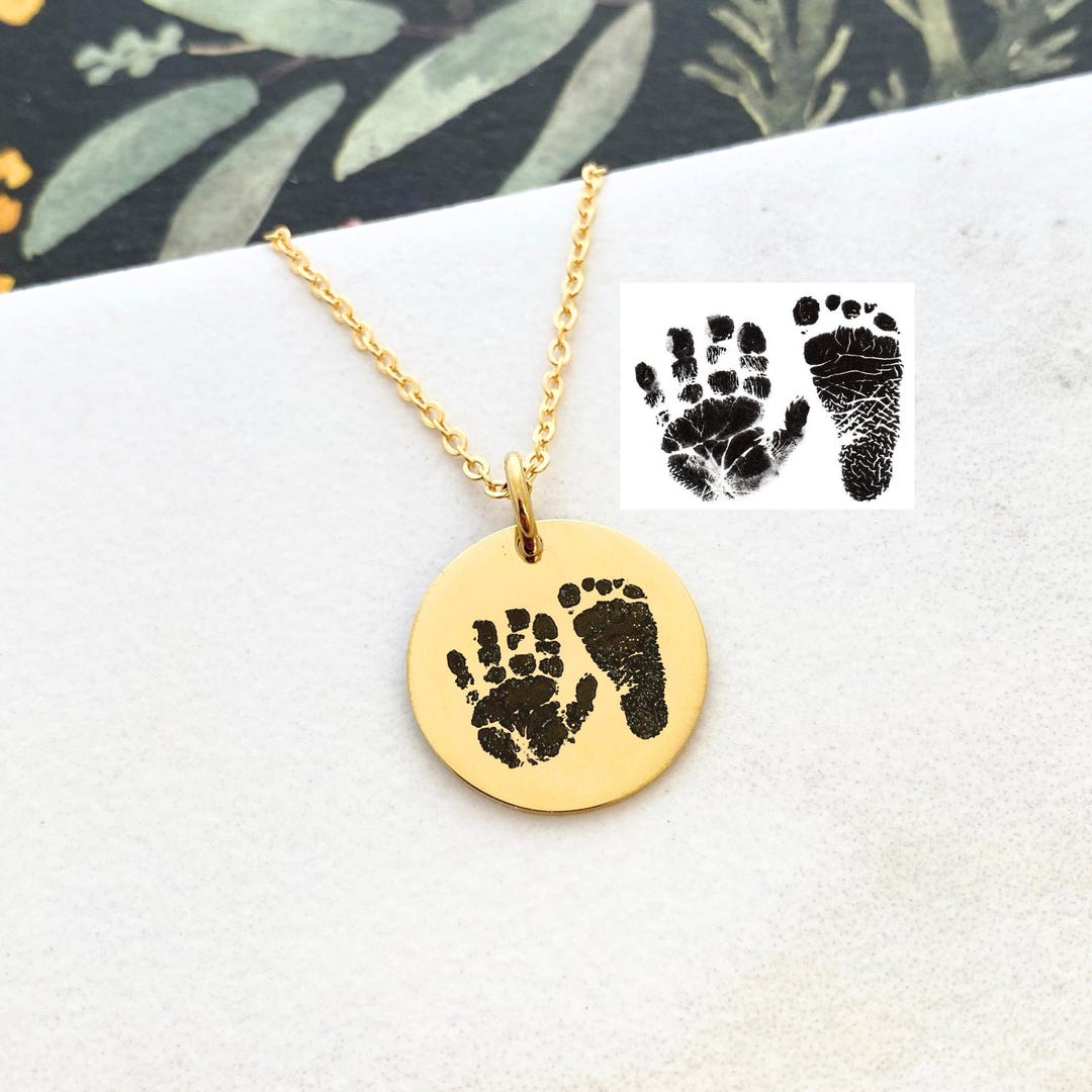 Footprint & Handprint Necklace - Personalized Print Jewelry - New Baby ...