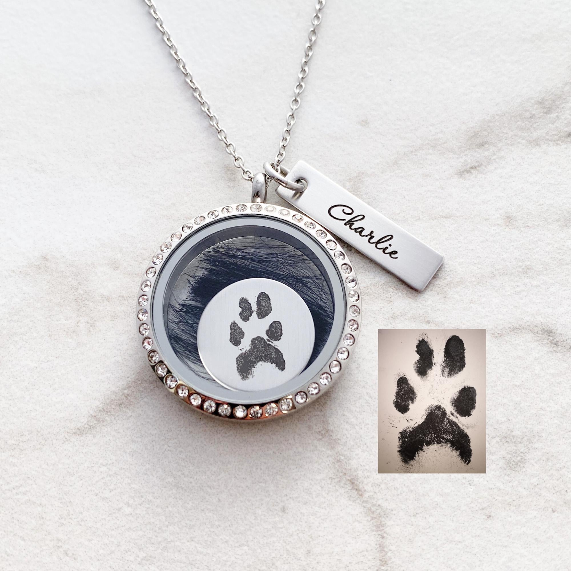 Personalized Pet Fur Locket - Dog Cat Memorial Necklace Glass Locket ...