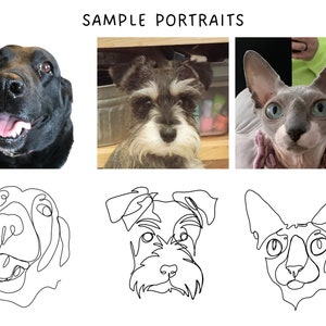 Printable Custom One Line Pet Portrait Drawing - Pet Loss Memorial Gift ...