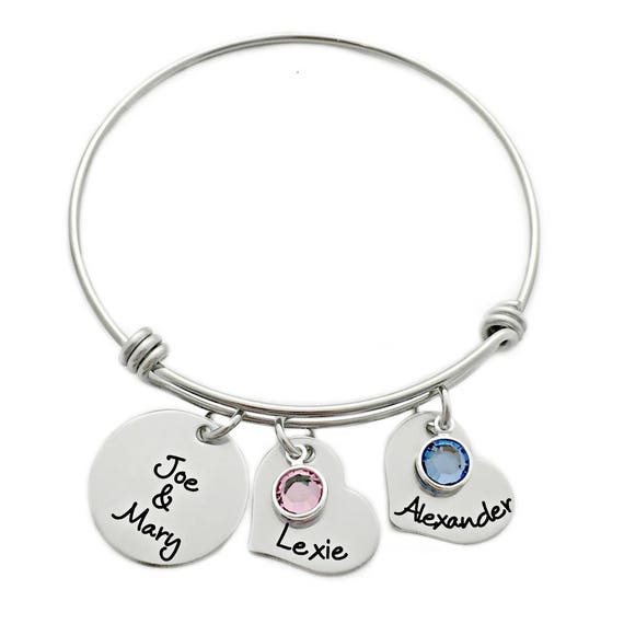 Personalized Family Bangle Bracelet Mom Jewelry Gift for - Etsy
