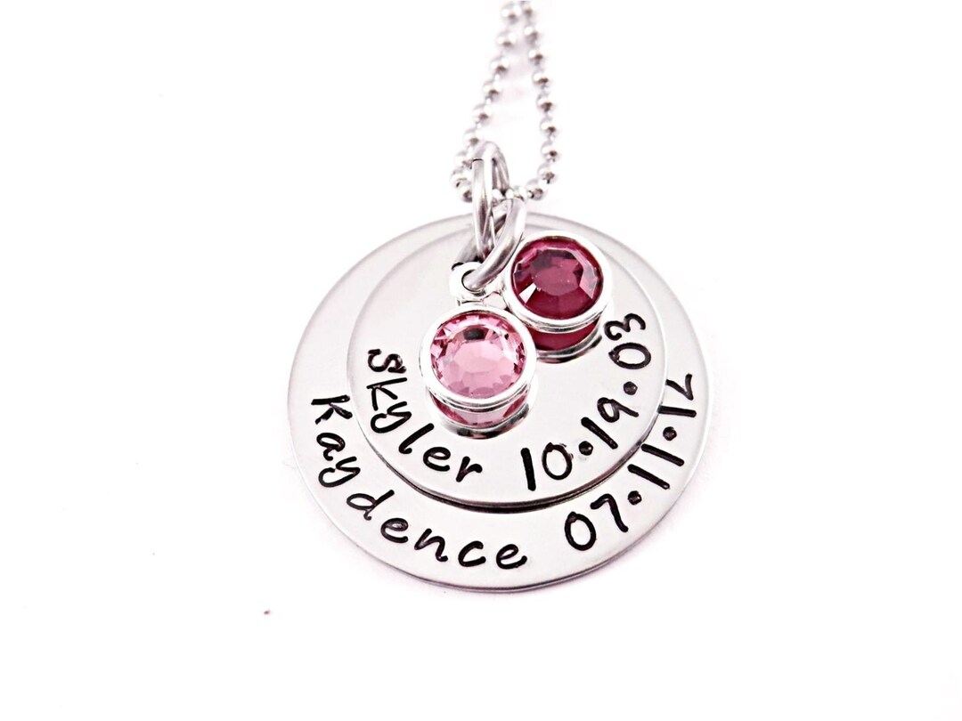Personalized Name Birthdate Necklace Engraved Jewelry - Etsy