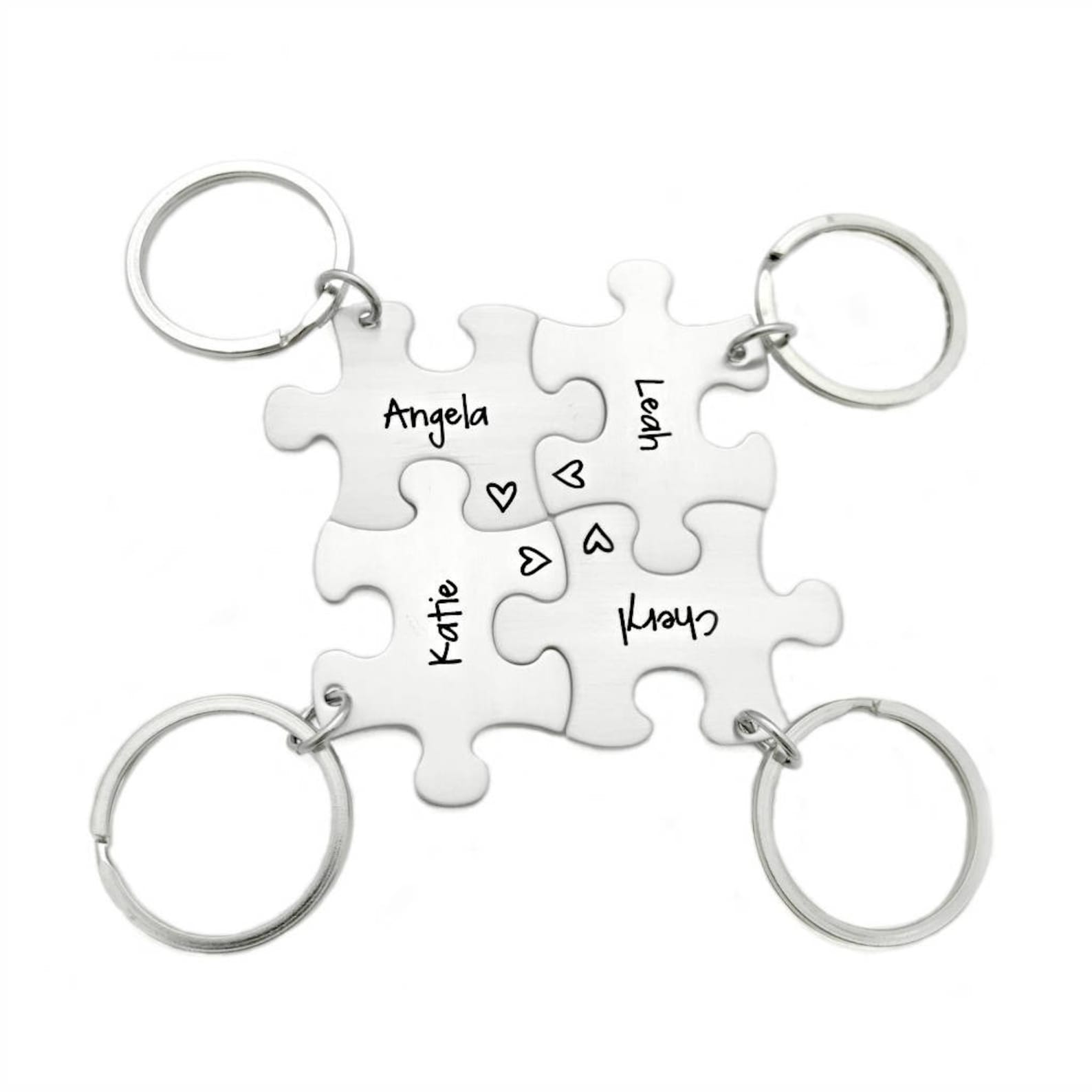 Bridesmaid Keychain Gift Puzzle Piece Set - Engraved Jewelry - Wedding ...