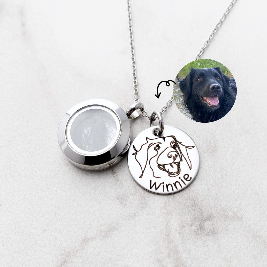 Personalized Pet Fur Locket - Dog Cat Memorial Necklace - One Line Pet ...