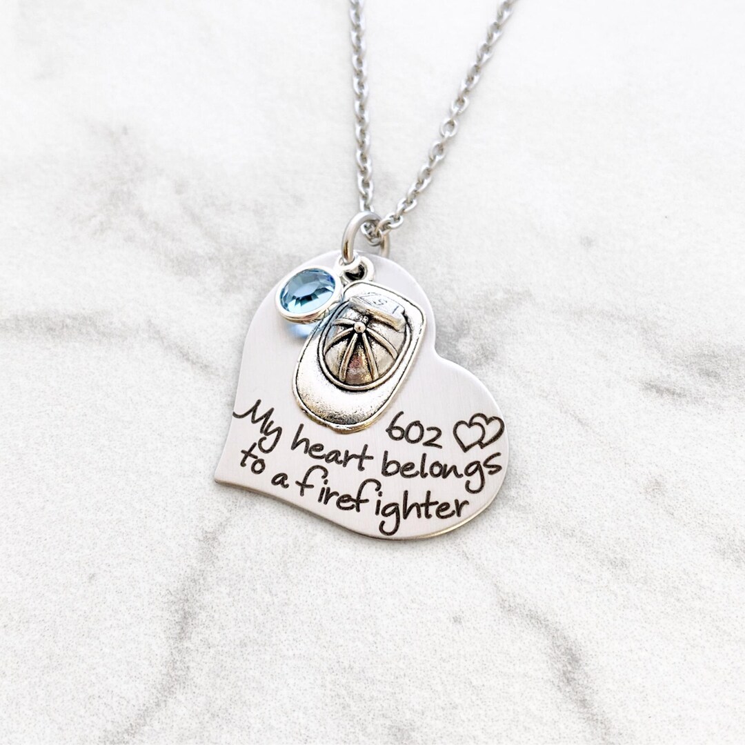 Personalized My Heart Belongs to a Firefighter - Engraved Steel Heart ...