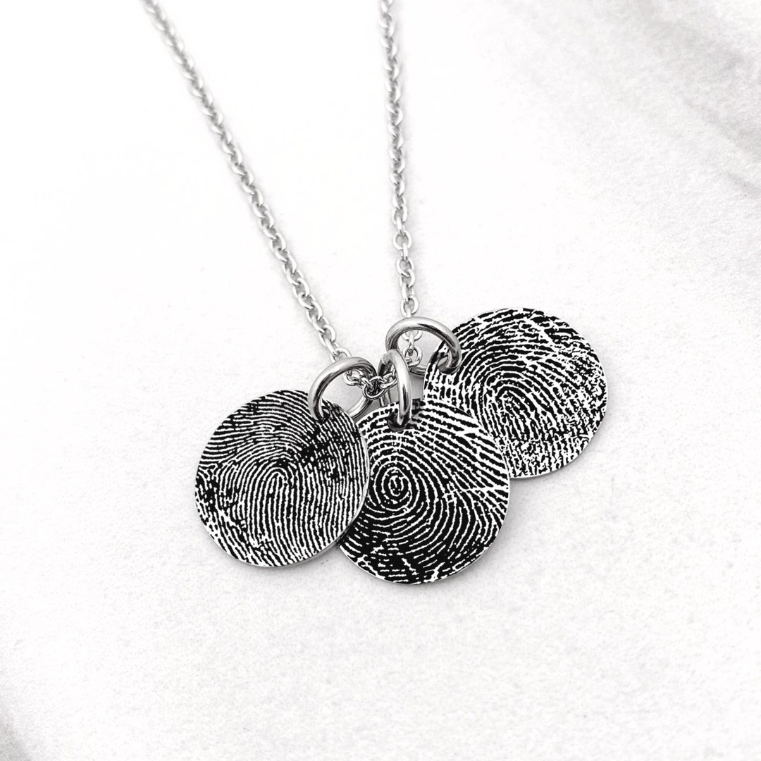 Personalized Fingerprint Necklace - Small Disc Necklace - Fingerprint ...
