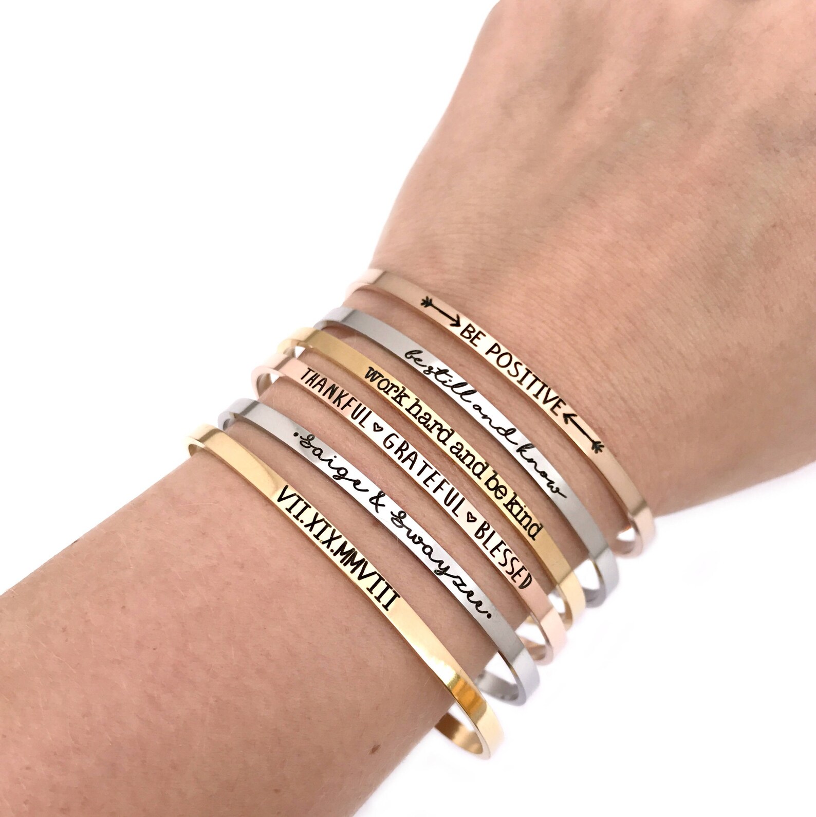 Personalized Cuff Bracelet Inspirational Bangle Bracelets - Etsy