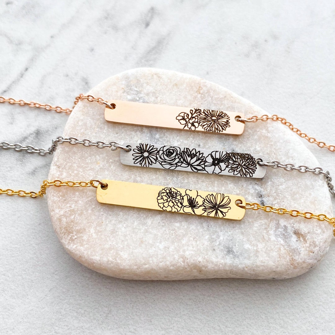 Birth Flower Miscarriage Necklace - Personalized Birth Flower Bar ...