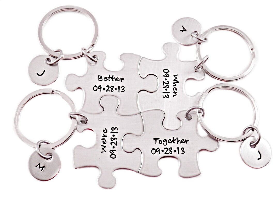 Better When We're Together Puzzle Piece Key Chain Set of 4- Engraved ...