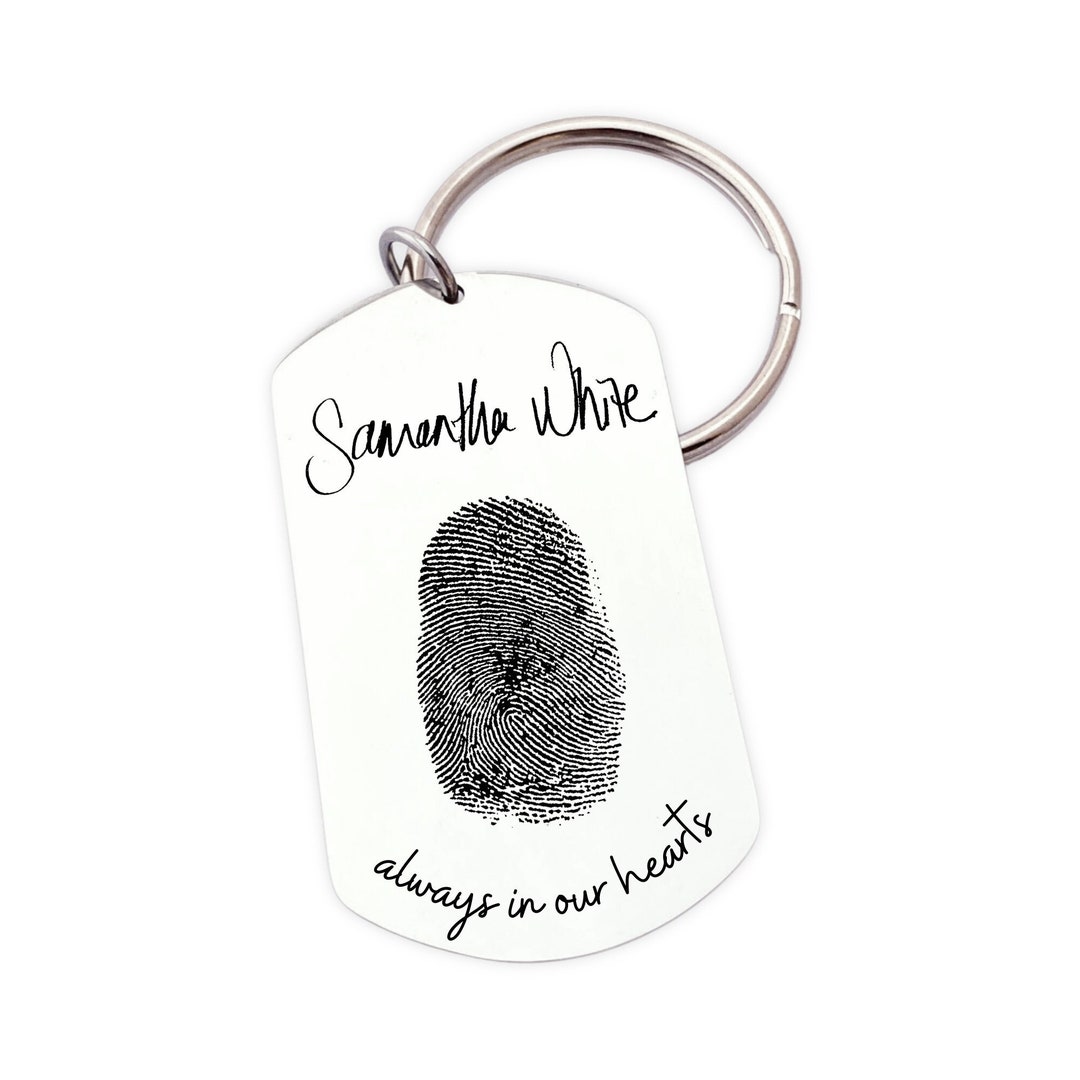 Fingerprint Handwriting Keychain Signature Keychain Handwritten Note ...