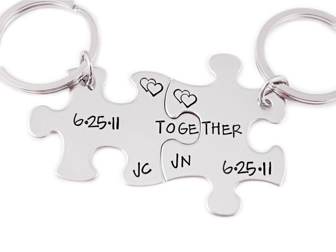 Personalized Together Keychain Date Puzzle Piece Set of 2 - Engraved ...