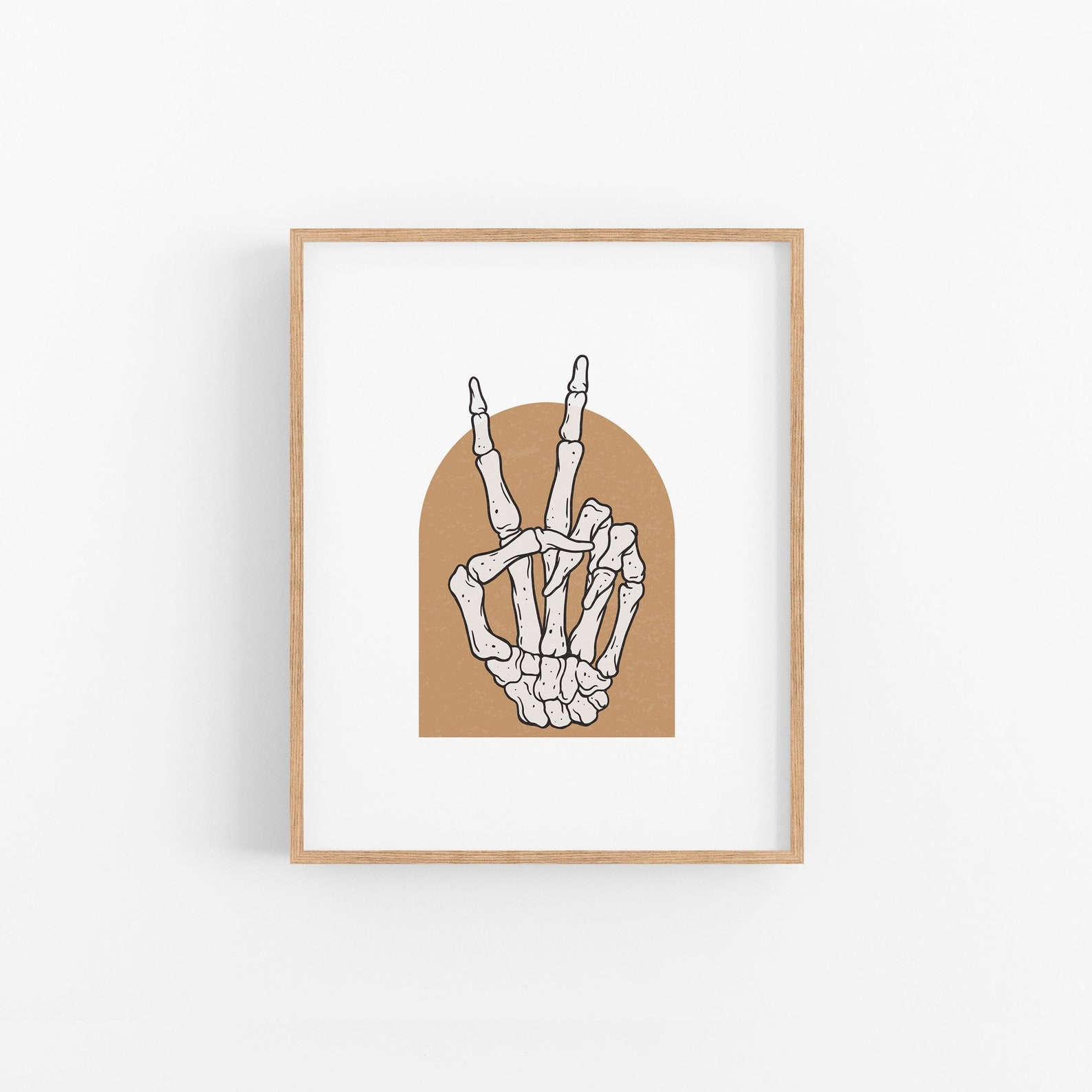 Skeleton Peace Sign Halloween Printable Art Modern Minimalist Fall Art ...