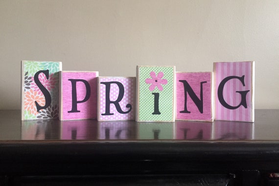 Wood Spring blocks Easter decoration Spring Decor spring | Etsy