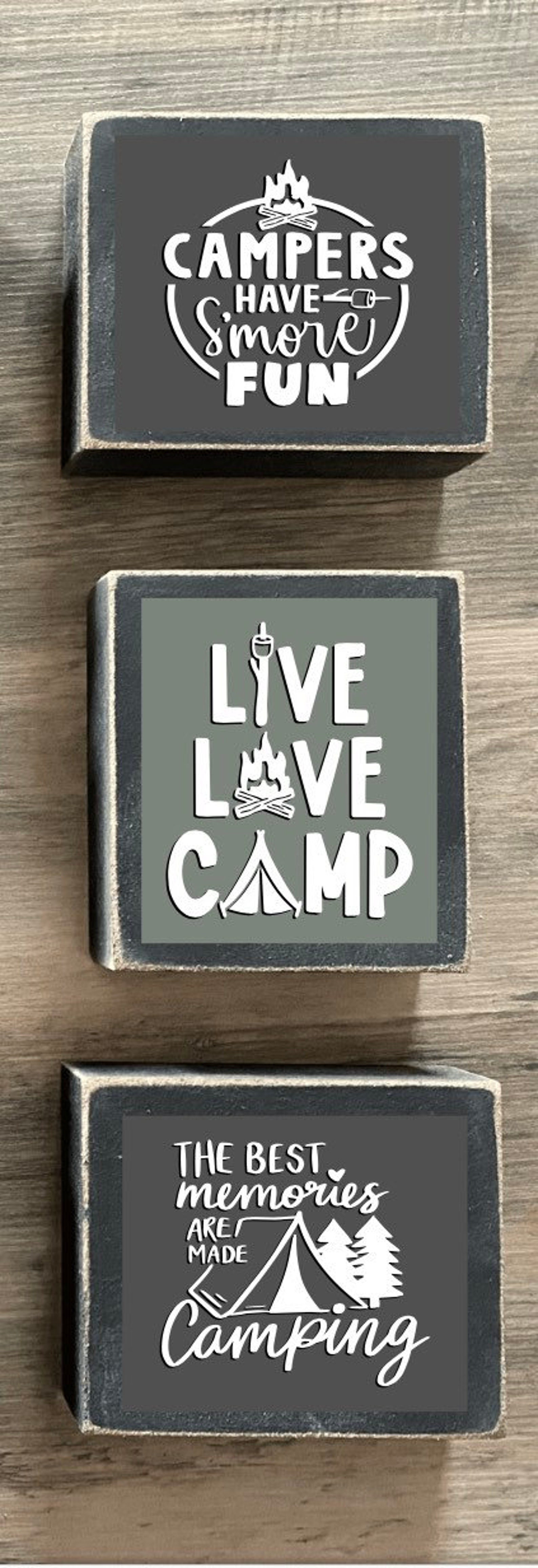 Camping Decor, Summer Decor, Tiered Tray Decor, Mini Camping Sign ...