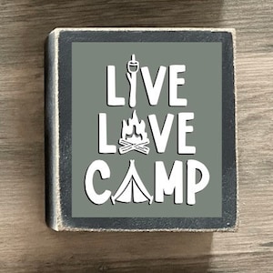 Camping Decor, Summer Decor, Tiered Tray Decor, Mini Camping Sign ...