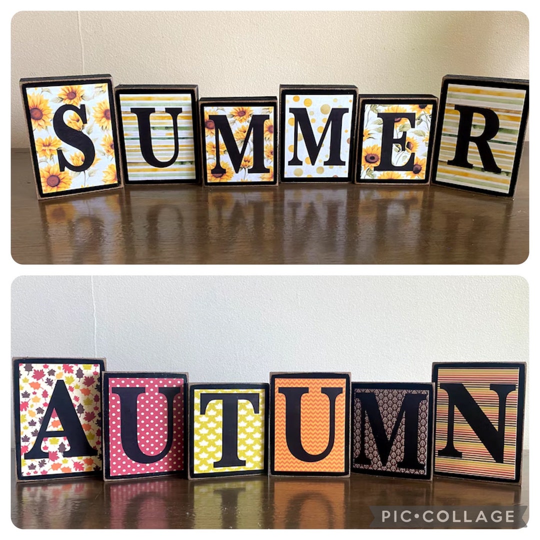Wood Autumn Blocks, Reversible Sign, Autumn Decor, Autumn Decoration ...