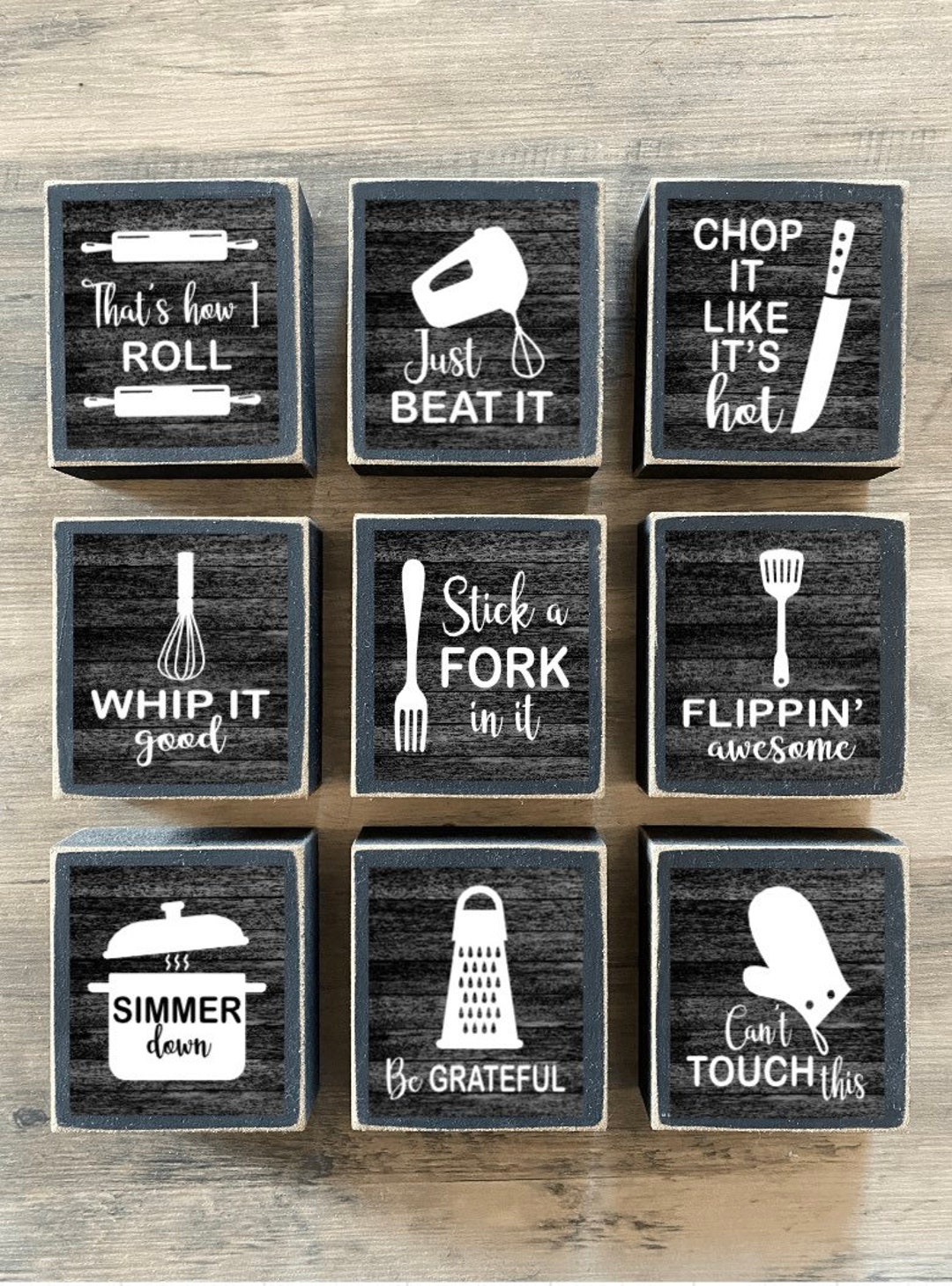 Kitchen Decor, Kitchen Tiered Tray Decor, Mini Kitchen Signs, Wood ...
