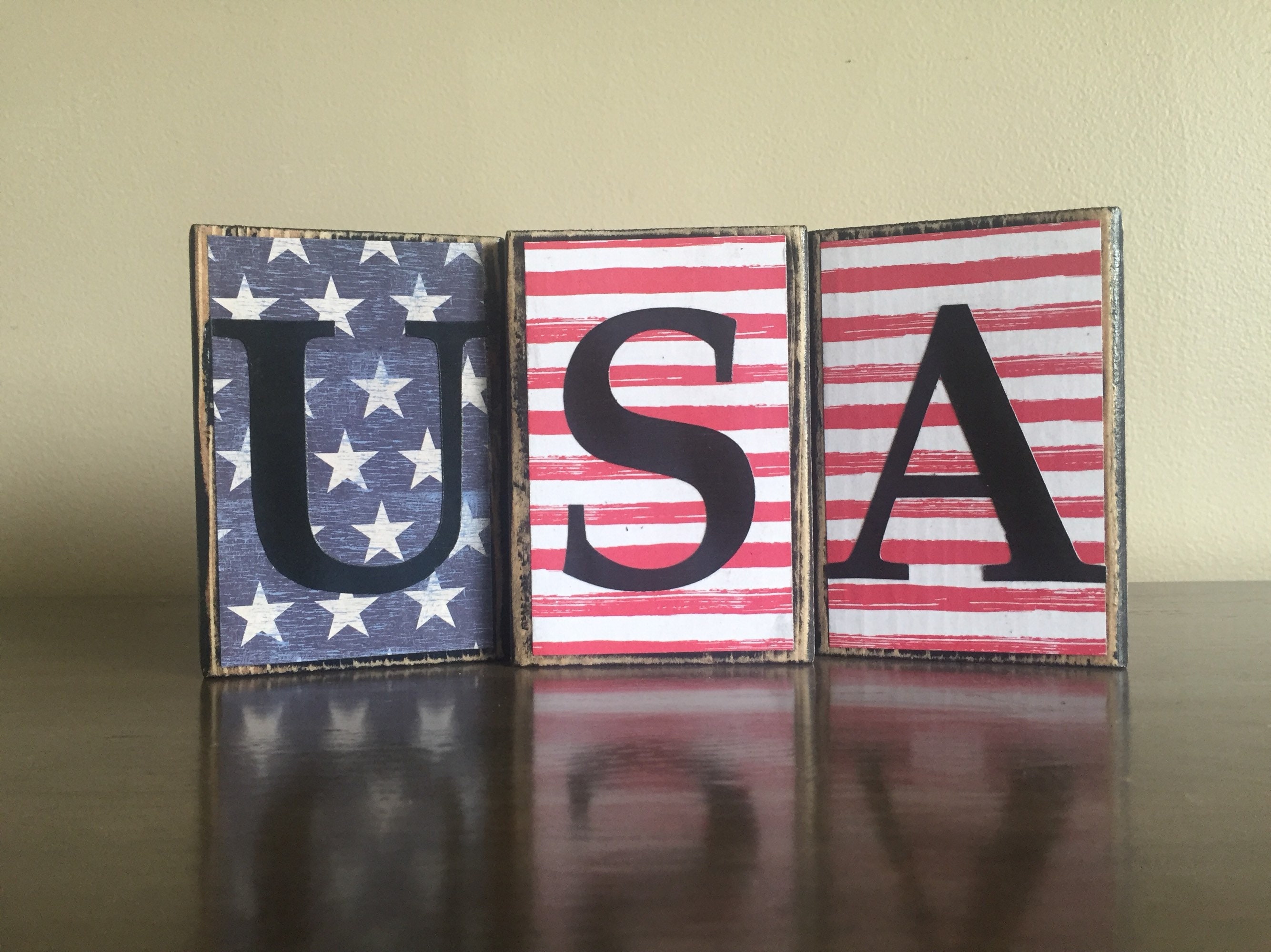 Wood USA Blocks July 4th/Independence day/Summer/American | Etsy