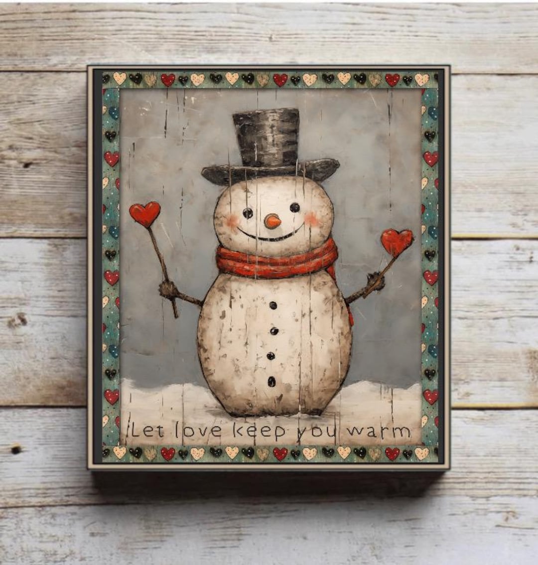 Valentine Gift, Valentine Snowman Block, Love Sign, Winter Decor ...